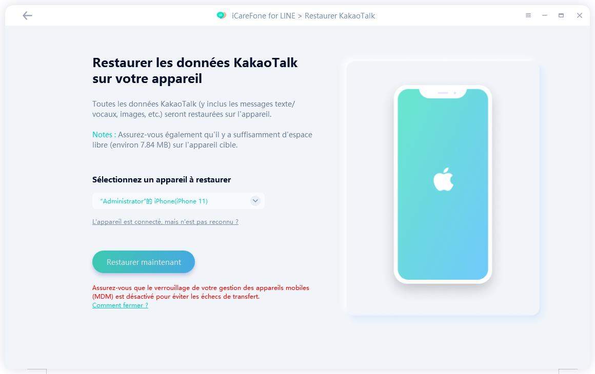 Sauvegarde des données de KakaoTalk Chats