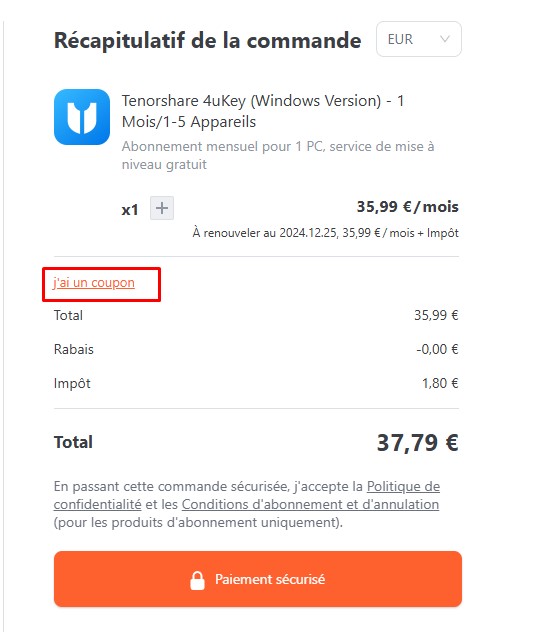 Obtenir le code d'activation Tenorshare 4uKey gratuit [Officiel]
